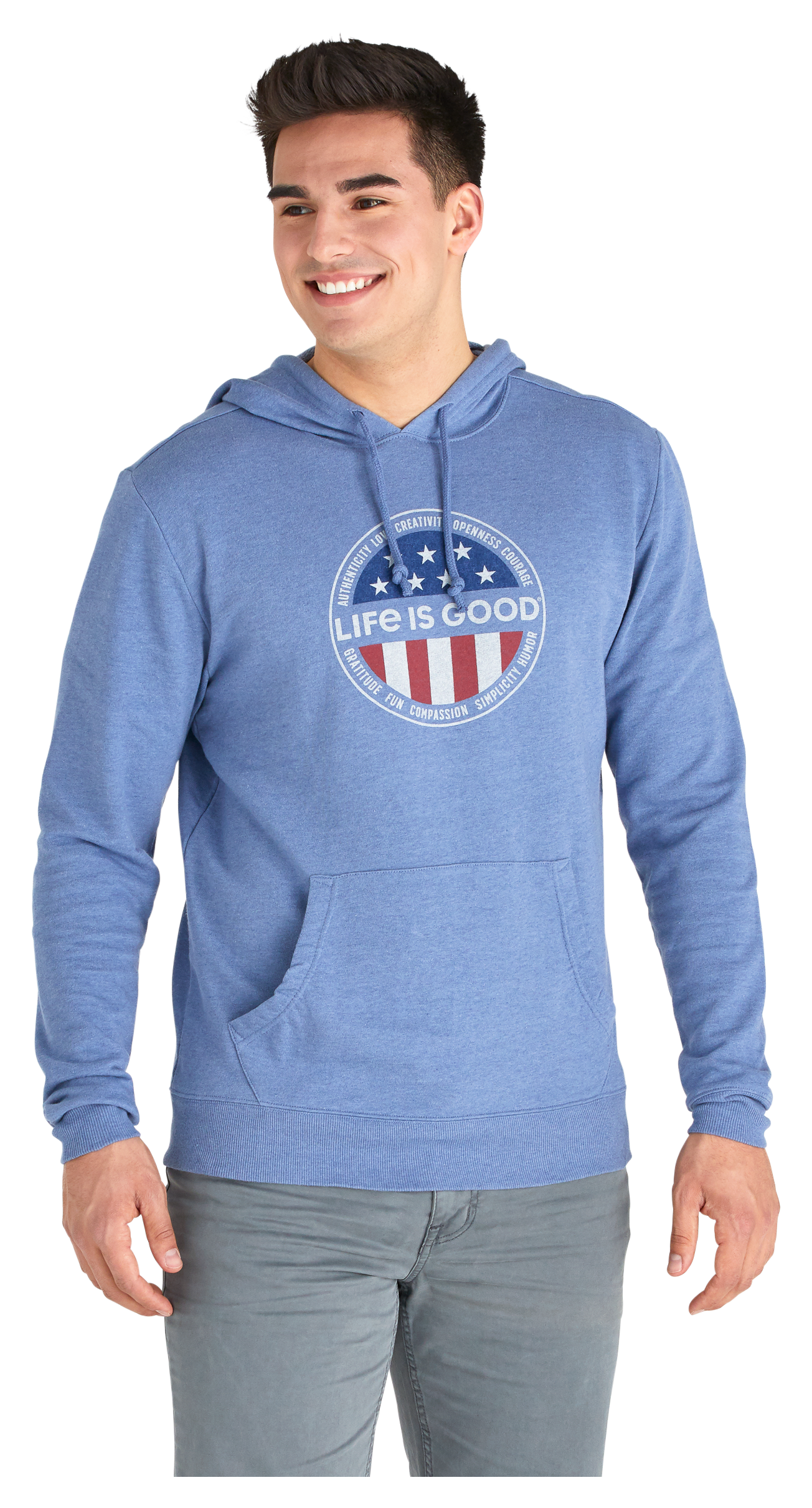 Life is Good Superpowers Flag Simply True Long-Sleeve Hoodie for Men ...